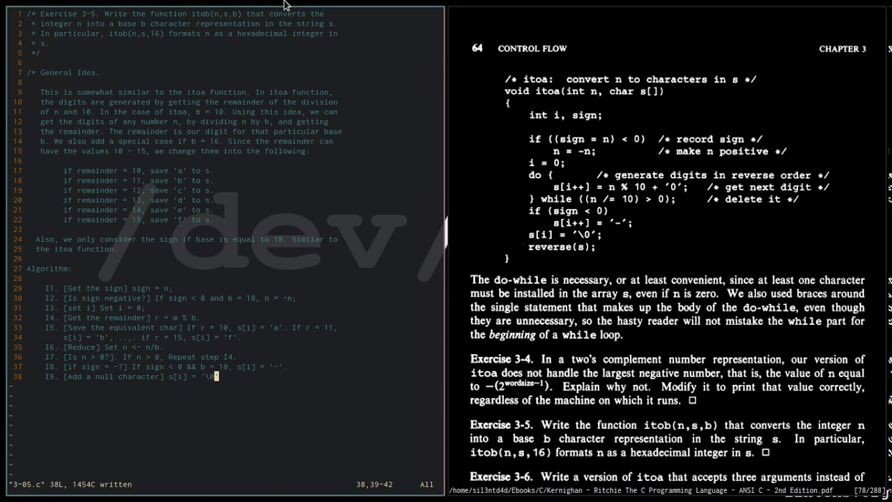 K&R Exercise 3-5 Solution