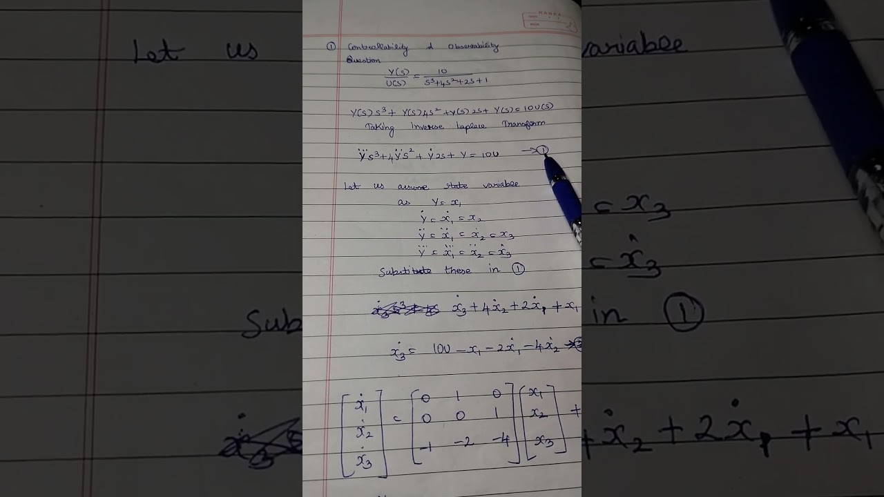 Problems based on Controllability and Observability Part-1 #problemsolving #education