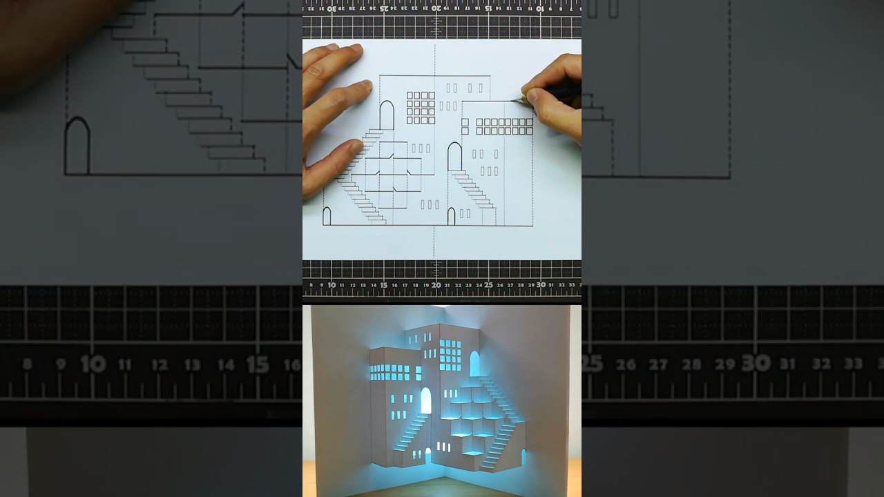 3d building｜pop up card｜paper art｜kirigami｜How to make origami architecture｜3d摺紙建築卡片 #art  #diy