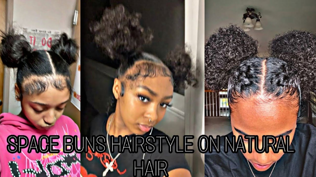 SPACE BUNS HAIRSTYLE ON NATURAL HAIR|KELS|#blackgirltiktok #spacebuns