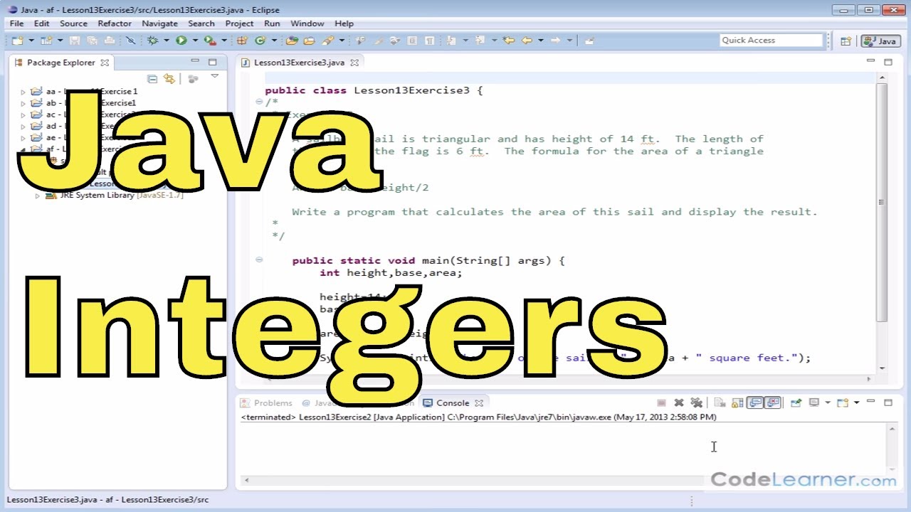 13z - Learn Java - Exercise 3 - Java Integers and Math
