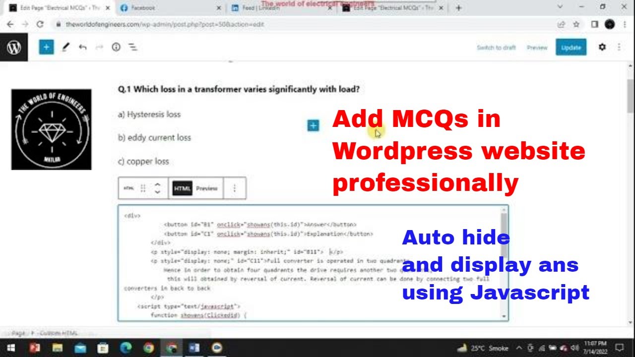 How to add MCQs in wordpress | Make MCQs website using WordPress