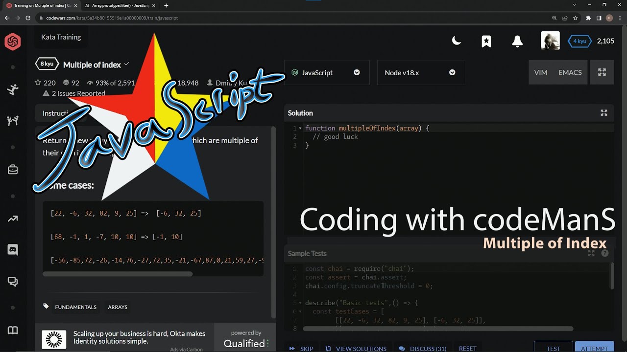 Learn JavaScript | Codewars 8 kyu  - Multiple Of Index