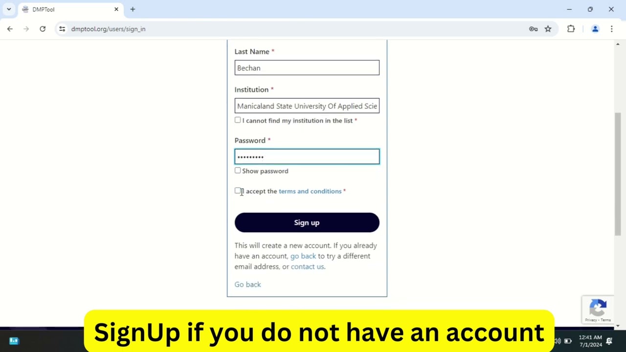 Getting Started with DMPTool: Creating a New Account (MSUAS Tutorial)