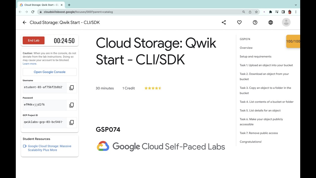 Cloud Storage: Qwik Start - CLI/SDK || #qwiklabs || #GSP074