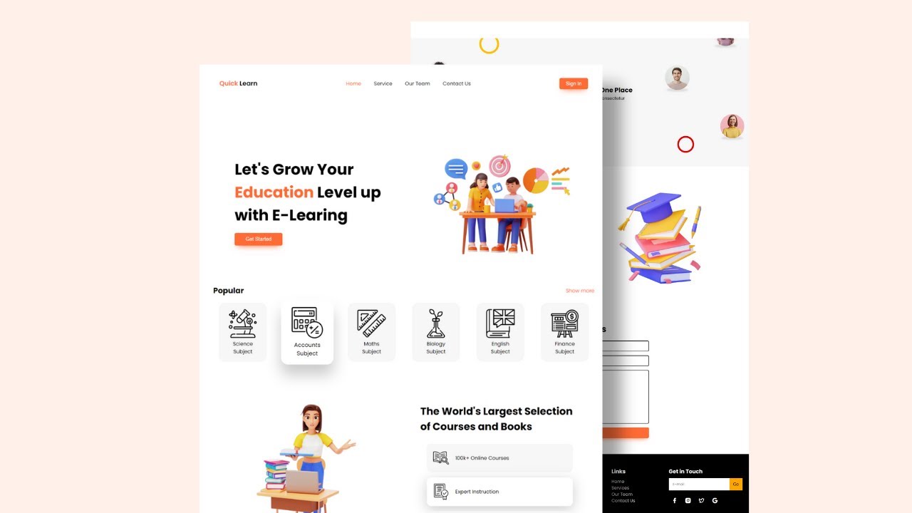 Responsive website using HTML, CSS, and JavaScript | E-learning website