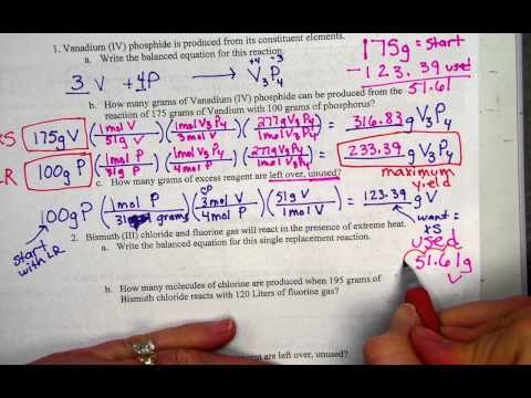 Limiting reagents worksheet part 2