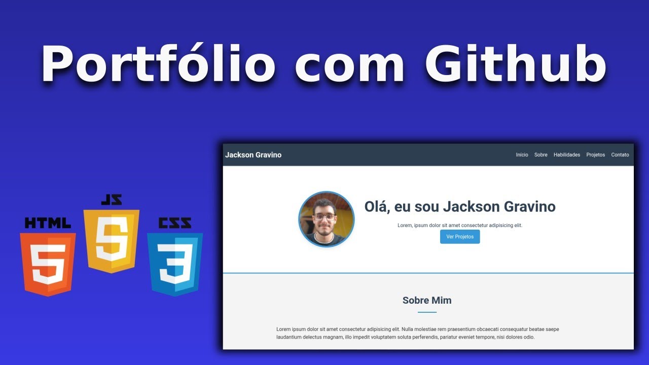 Portfólio Profissional (HTML, CSS, JS) com Projetos do GitHub!