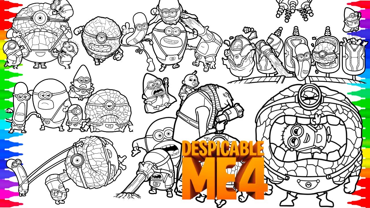 Despicable Me 4 Mega Minions Coloring Page Compilation