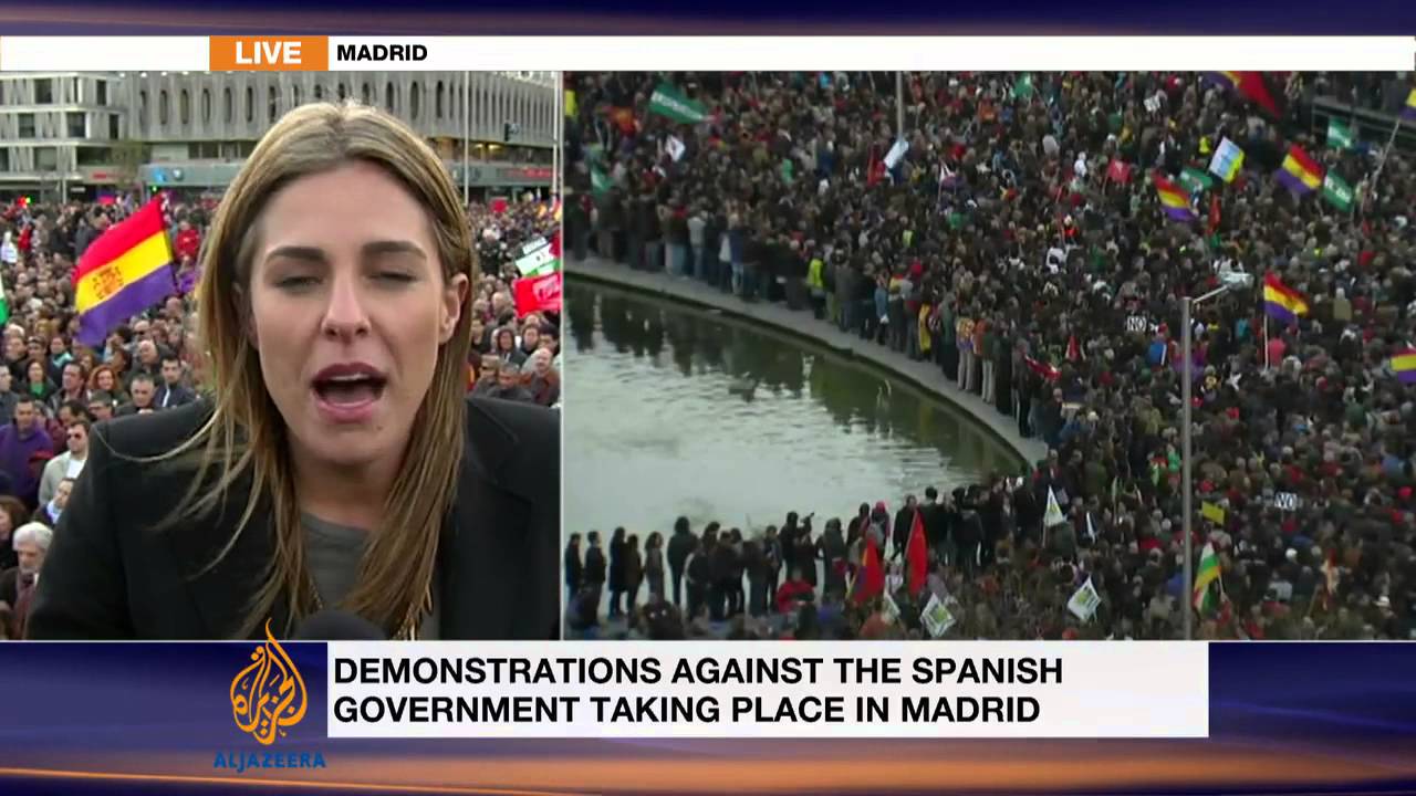 Anti-austerity protesters march in Spain