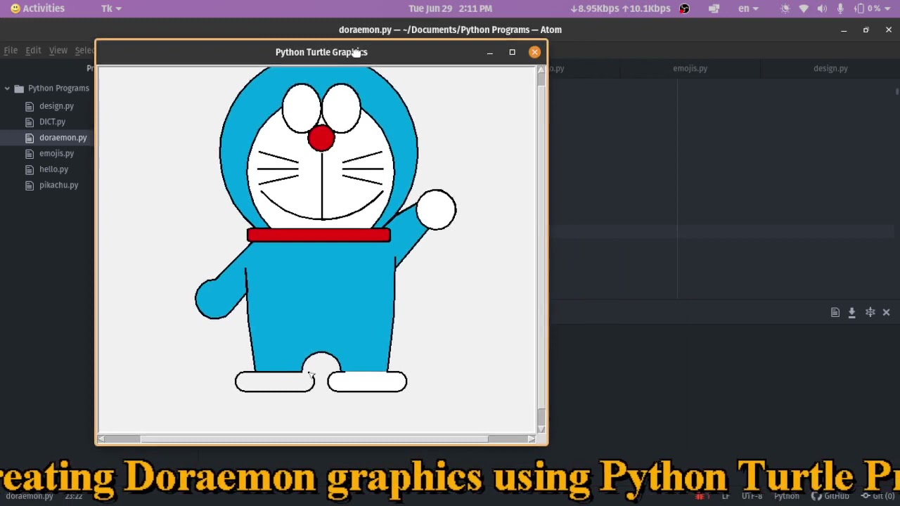 #PythonTurtleProgram || Doraemon graphics using Python Turtle programming #shorts