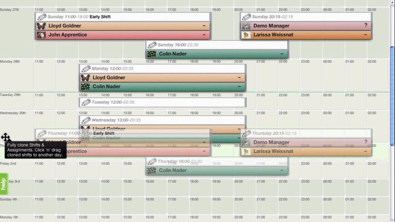 Scheduling shifts and assigning employees using Rotaville - Employee Scheduling Software