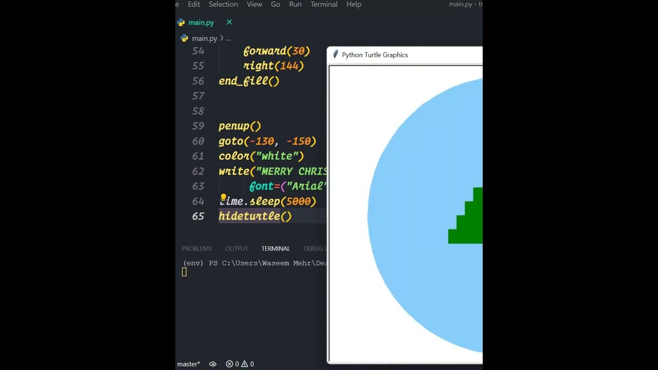 Create Christmas Tree Using Python Turtle #shorts #short