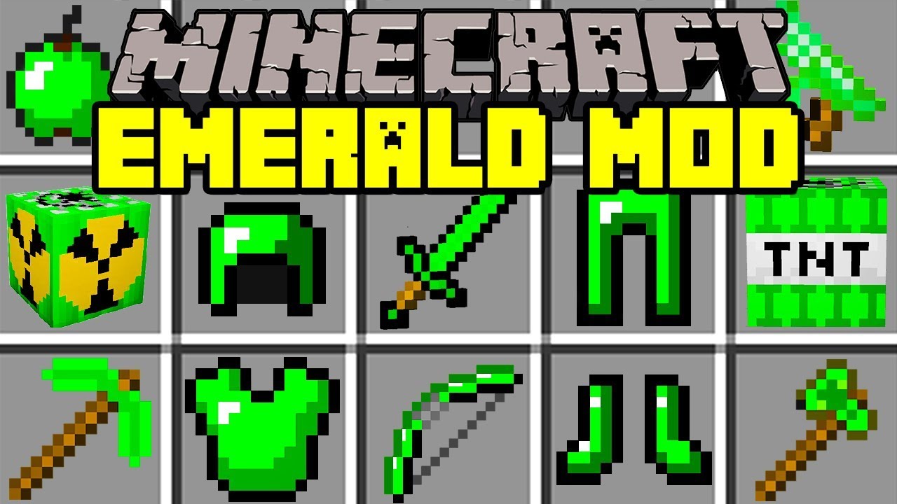 Minecraft EMERALD MOD! | NEW EMERALD WEAPONS, ARMOR, TNT, & MORE! | Modded Mini-Game