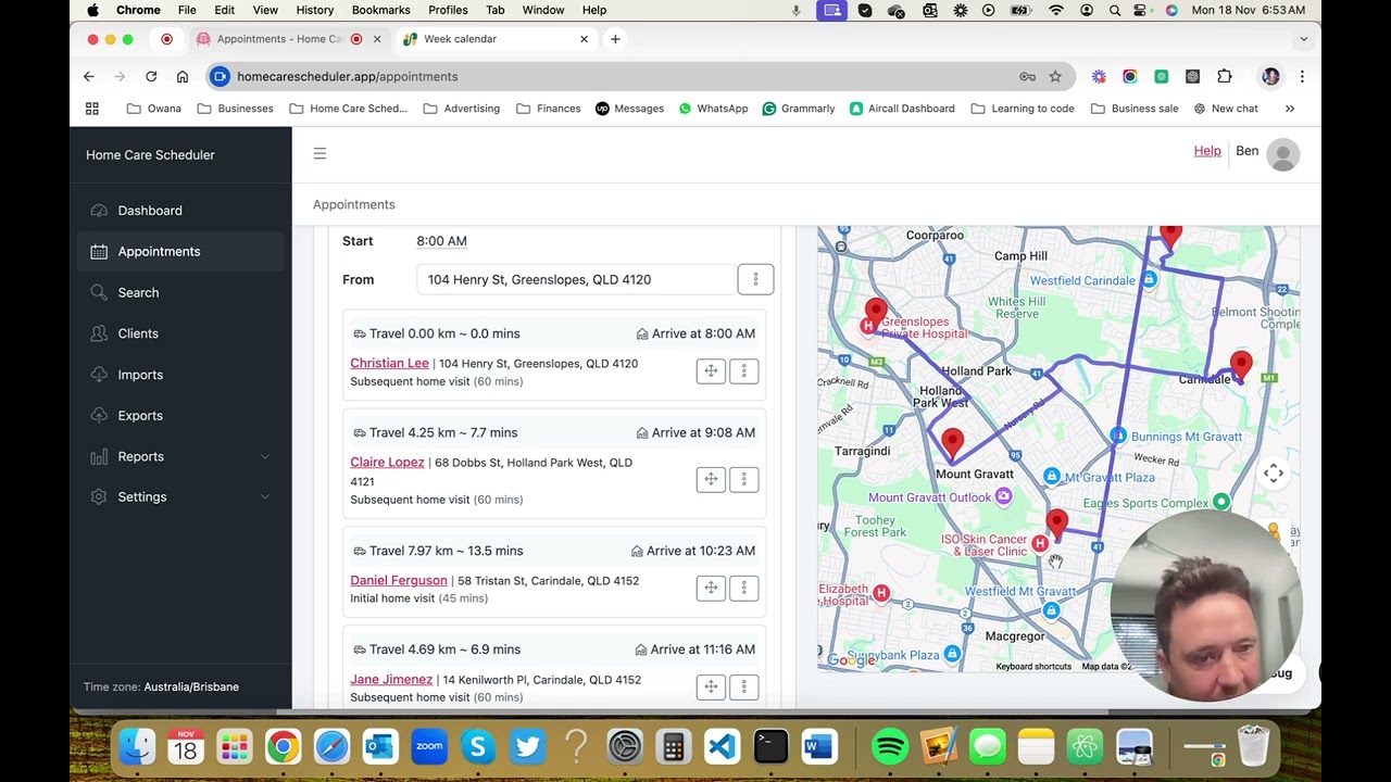 Home Care Scheduler & Splose Integration: Route Optimization for Home Visits