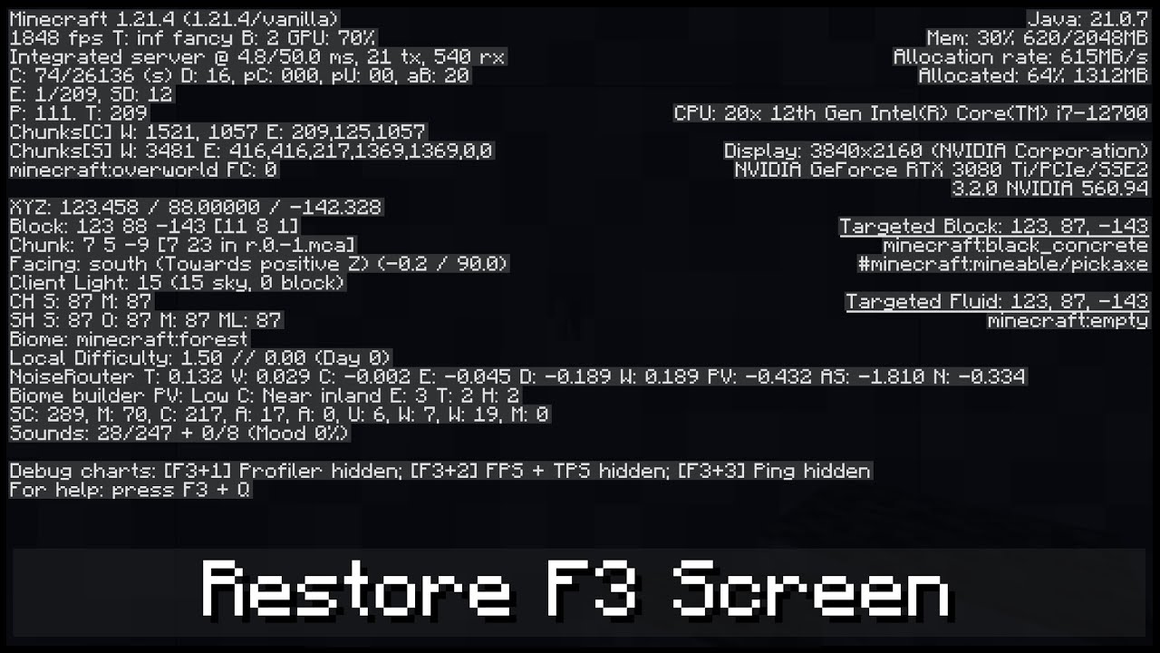 Minecraft - How To Restore The F3 Debug Screen