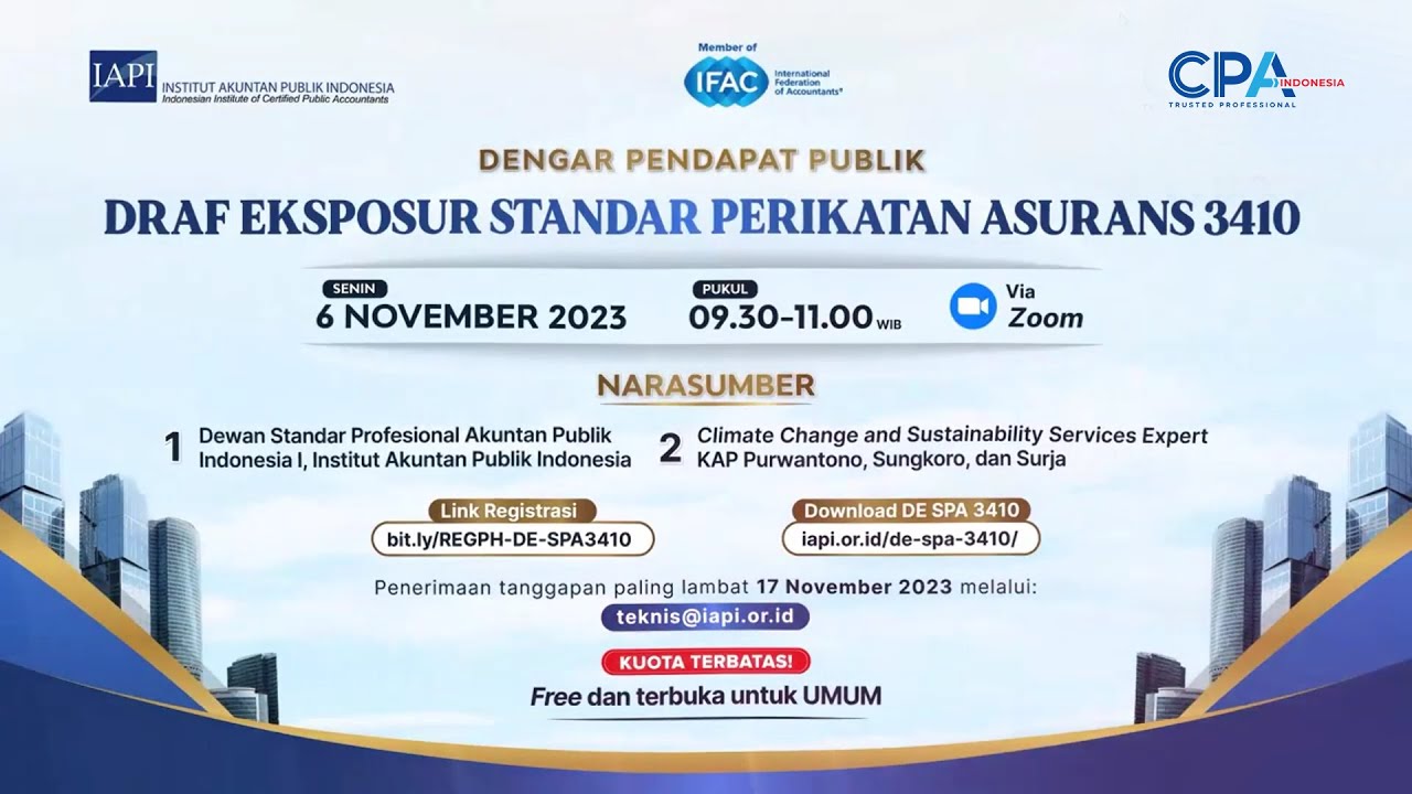 Dengar Pendapat Publik Draf Eksposur Standar Perikatan Asurans SPA 3410 – 6 November 2023