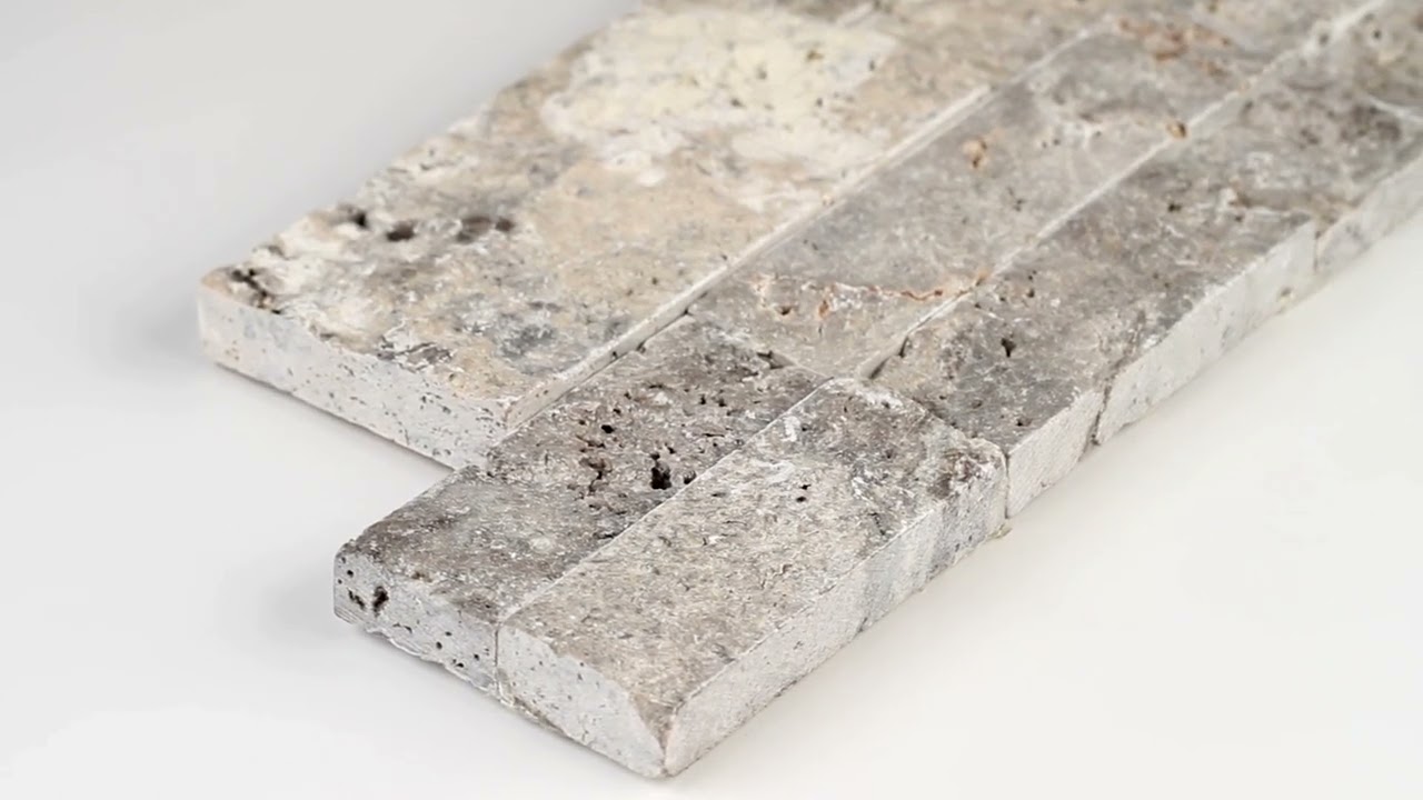 Silver Travertine Stone Ledger Wall Panel