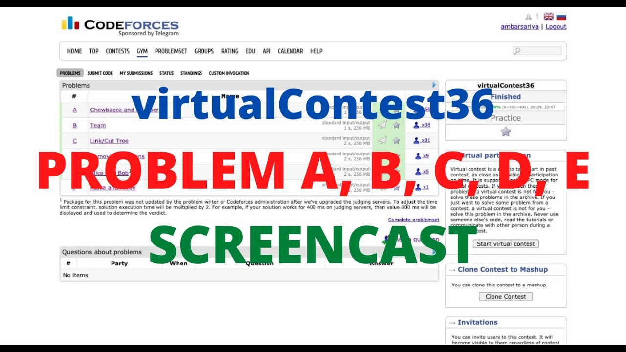 virtualContest36 Video Editorial Codeforces