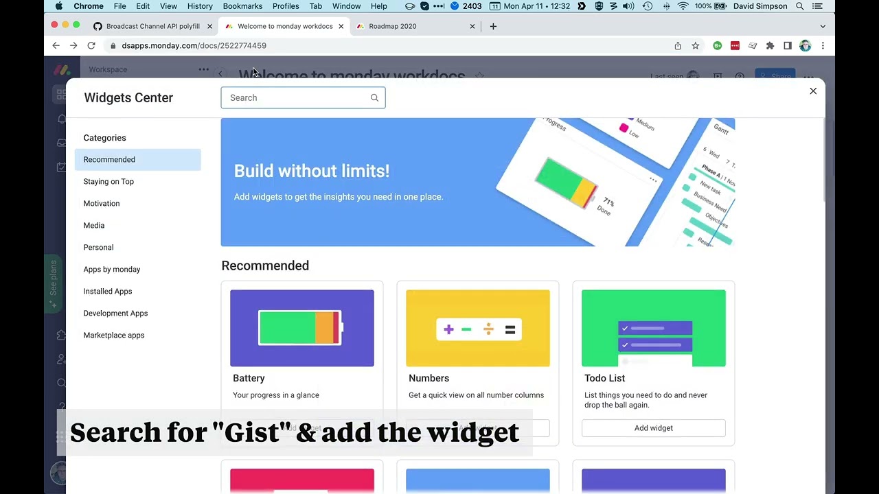 GitHub Gists in monday.com