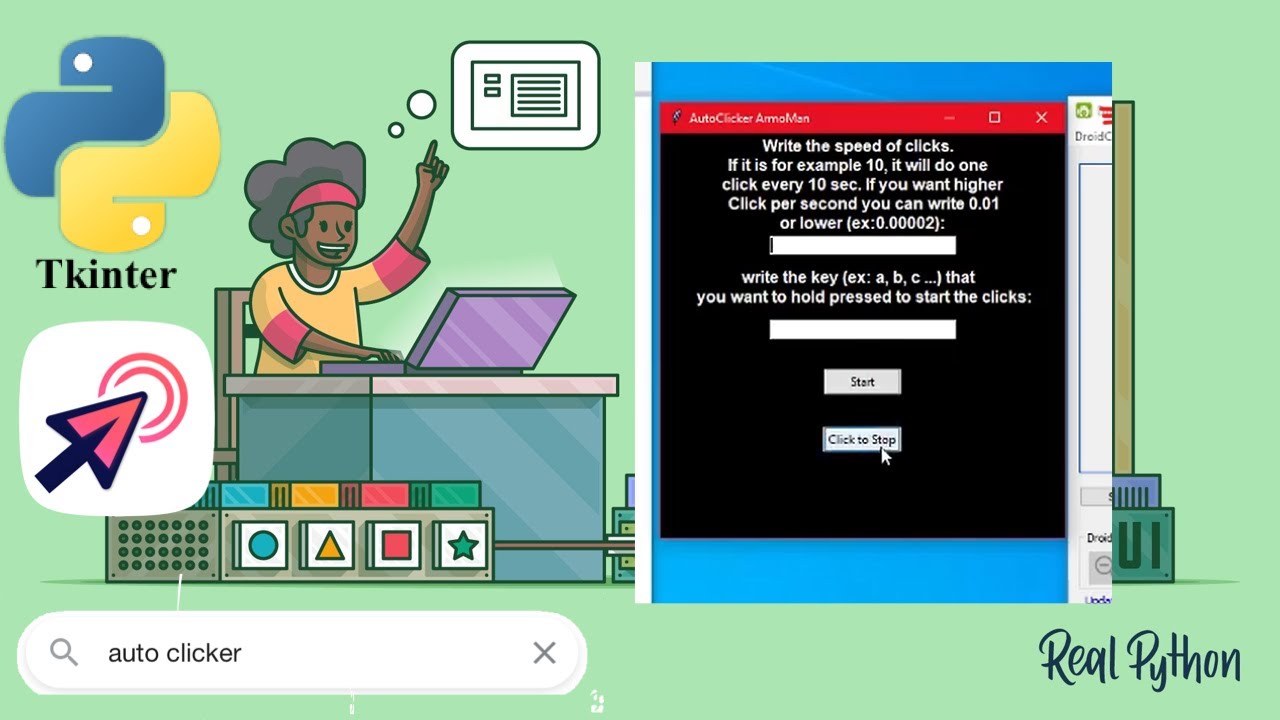 Python AutoClicker with Tkinter | Python Graphical Interface  | Fast click in python | Application