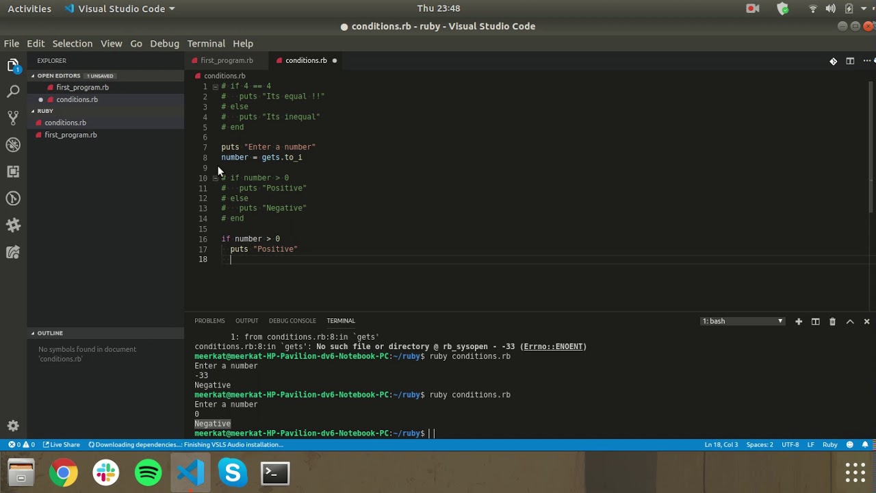 Ruby Programming - 5 ( If else statements )