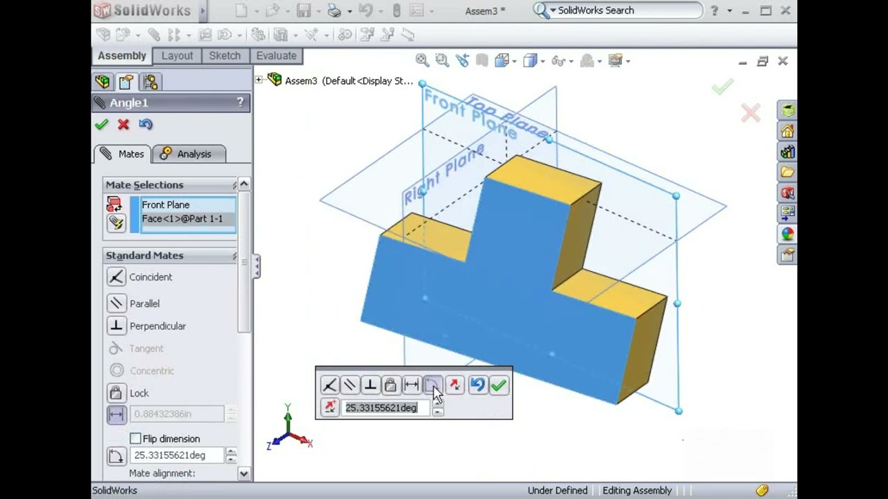 LearnSW for Beginners 04 Adding Mates (Solidworks Tutorial)