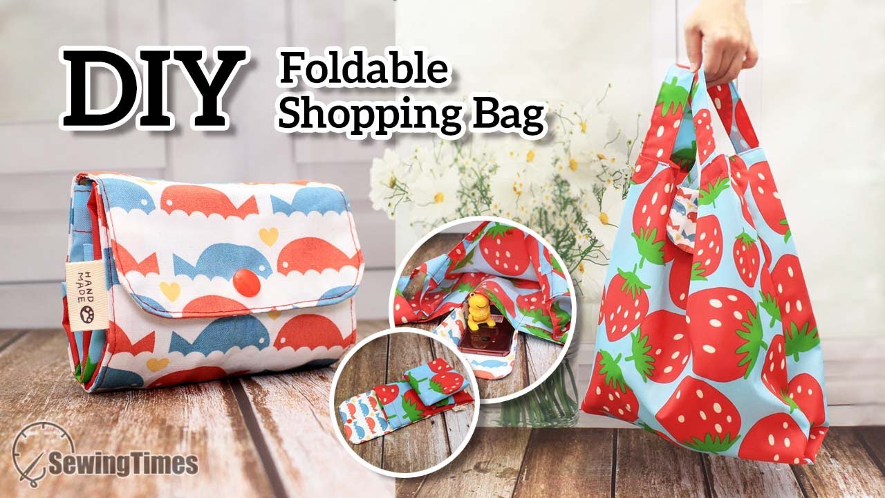 DIY Foldable Shopping Bag | How to make Reusable Grocery Bag [sewingtimes]