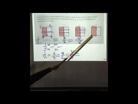 Eureka Math Module 3 Lesson 1 Make Equivalent Fractions with the number line area model and numbers.