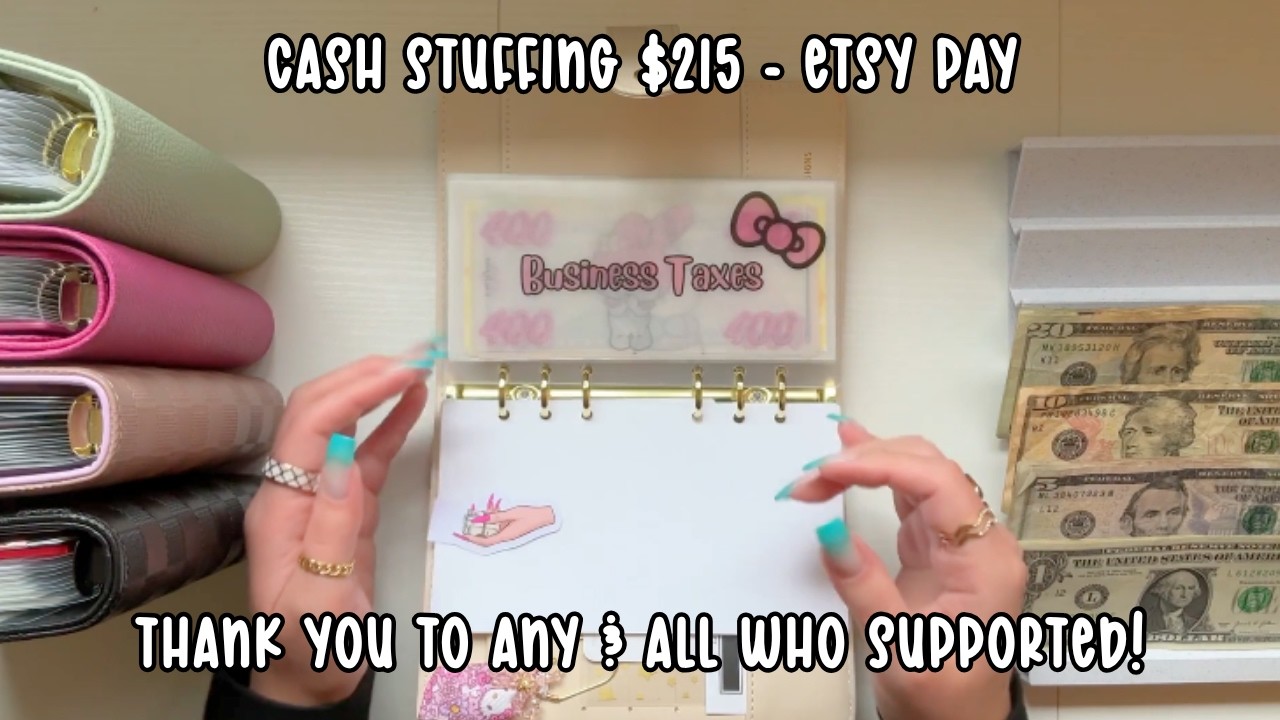 Cash Stuffing $215 - Etsy Pay | Monthly Challenge & Alphabet Letters