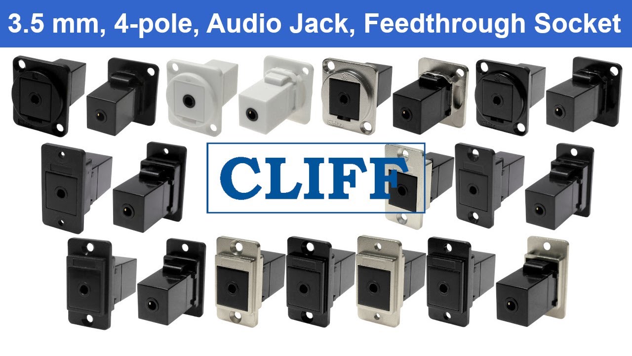 3.5 mm, 4-pole, audio jack, feedthrough socket from CLIFF Electronics.