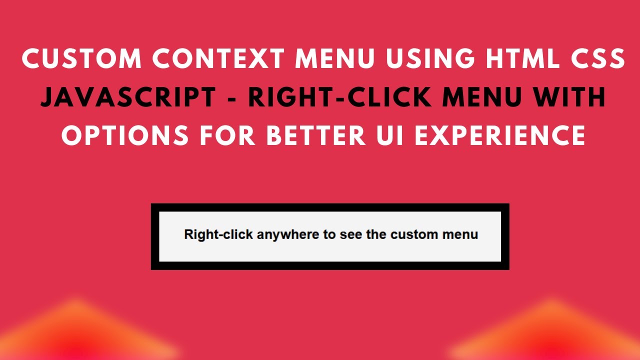 Custom Context Menu with HTML, CSS, and JavaScript | Step-by-Step Guide 🖱️📋