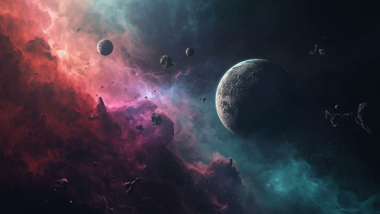 Skeletal Moons in Crimson Veil Celestial Bones Adrift 💀 2 Hour Vibrant Nebula Soundscape  Eerie Bea