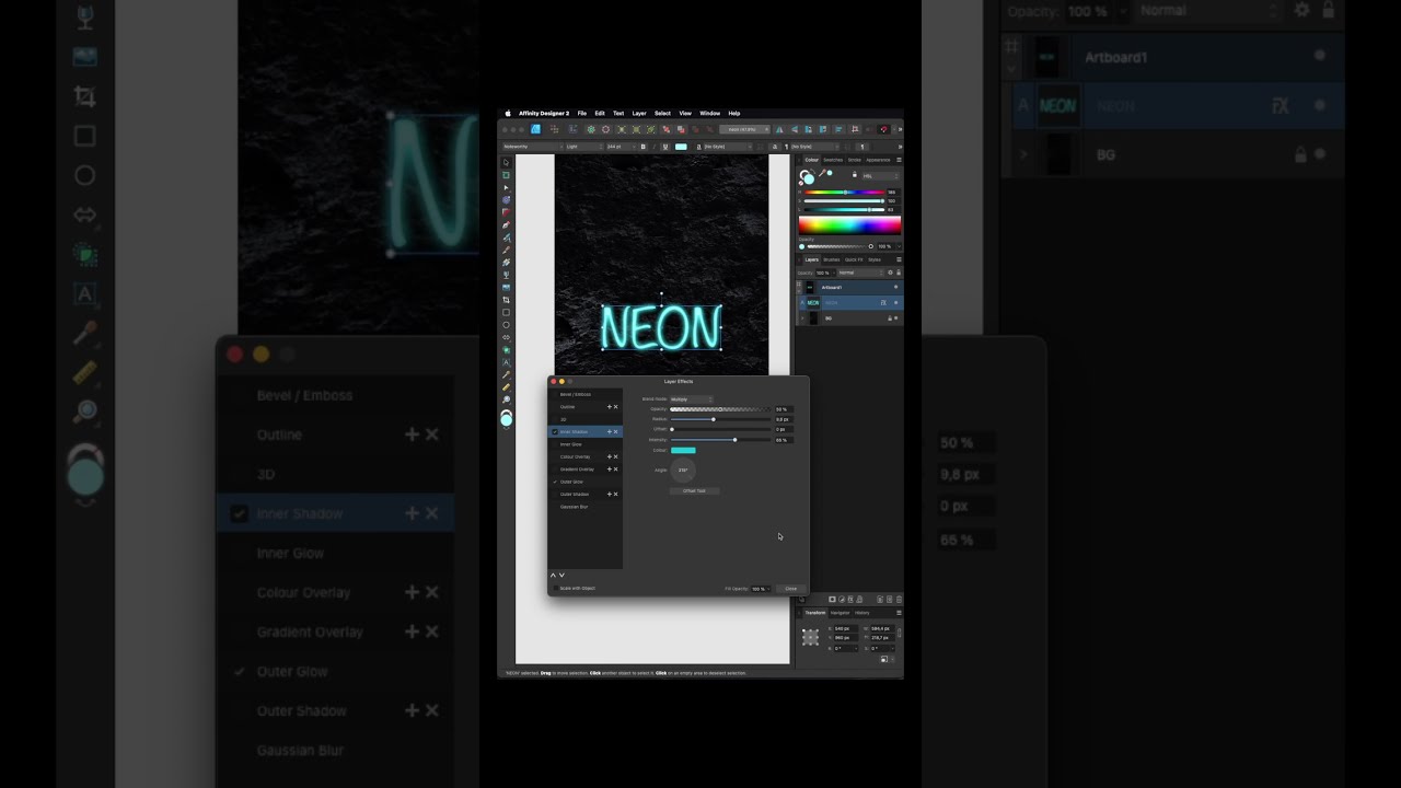 Create a Stunning Neon Text Effect | Affinity Designer Tutorial