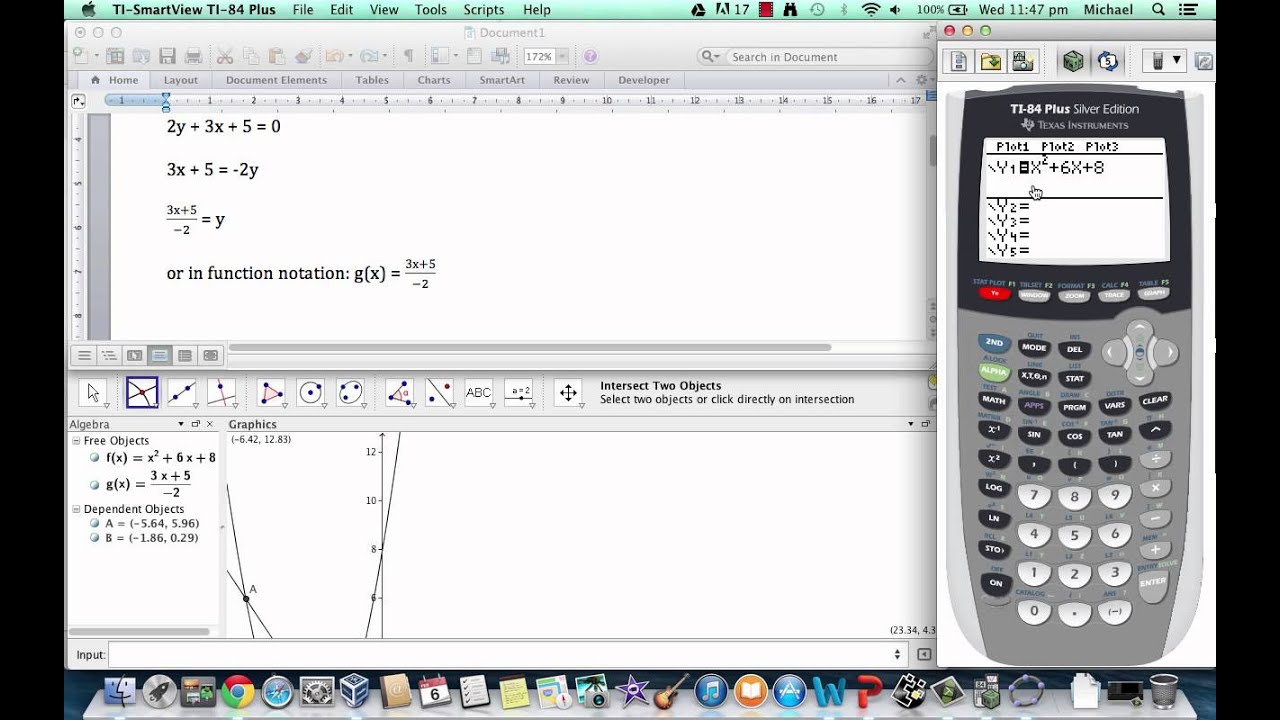 Using Geogebra and Ti-83 Graphing Calculator to Graph Simultaneous Equations