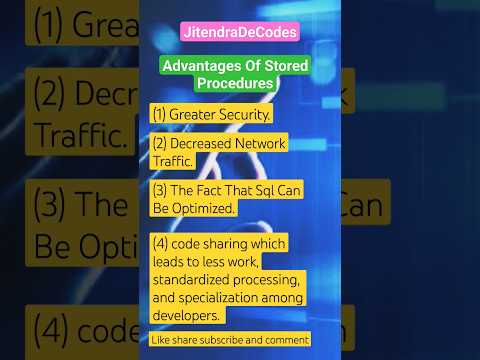 Advantages Of Stored Procedures SQL Database Concepts #jitendra #sql #study #jitendradecodes
