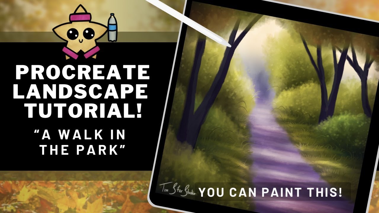 FALL PARK LANDSCAPE! A Procreate painting tutorial!!