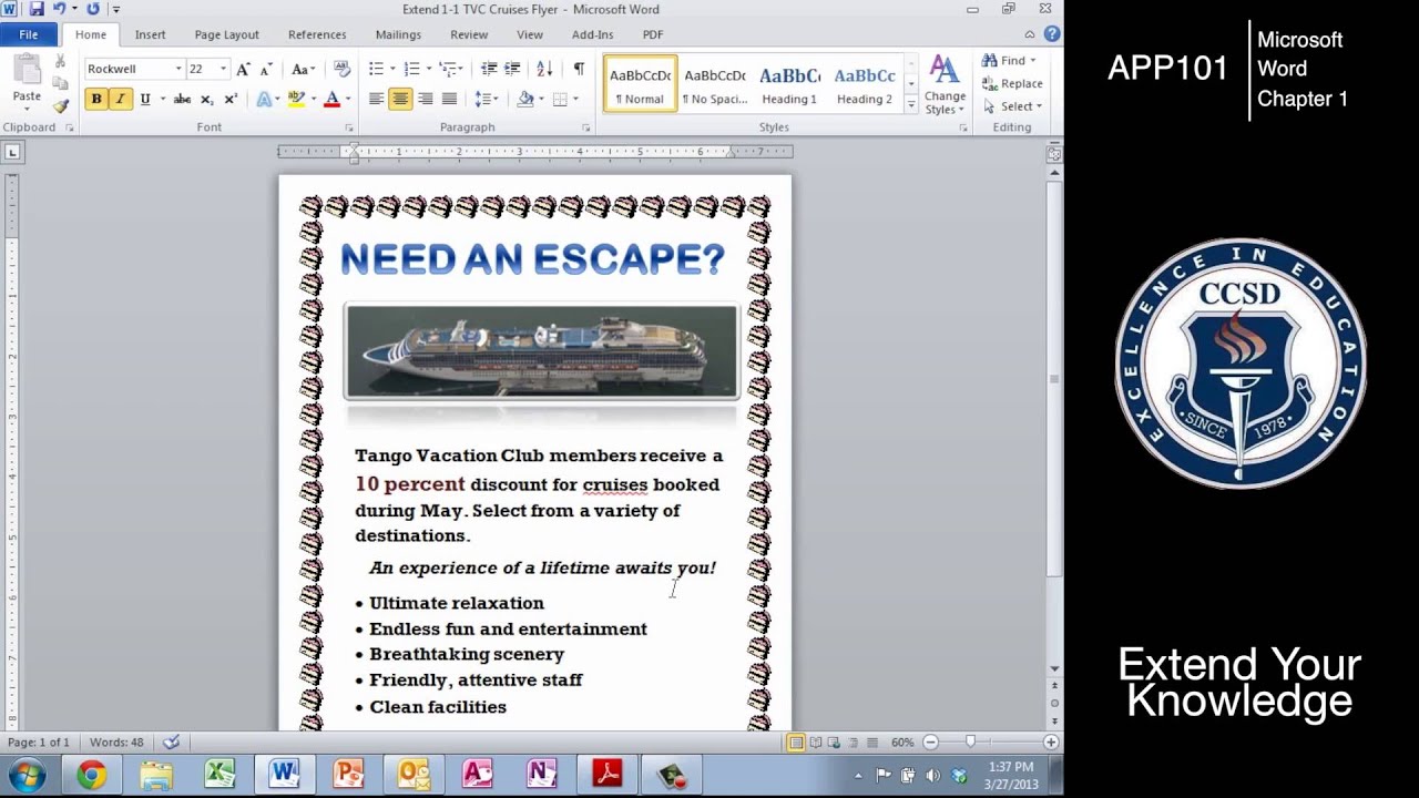 APP101   Microsoft Word   Chapter 1   Extend Your Knowledge
