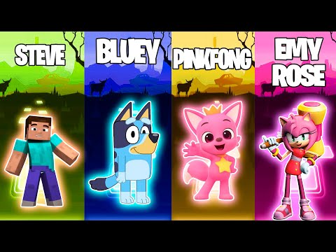 Tiles Hop Steve vs Bluey vs PinkFong vs Emy Rose