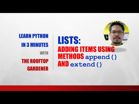 Python For Beginners in 3 Minutes | Lists: Adding Items Using append() and extend() Methods