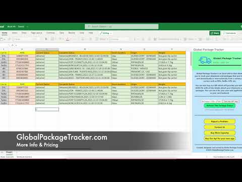 Excel add-in & Shipping API. Track your shipments and packages in Excel!