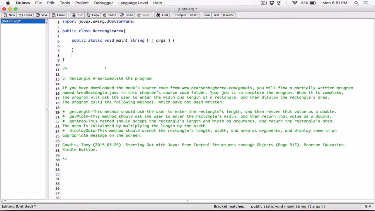 5.3. Rectangle Area-Complete the program - Java
