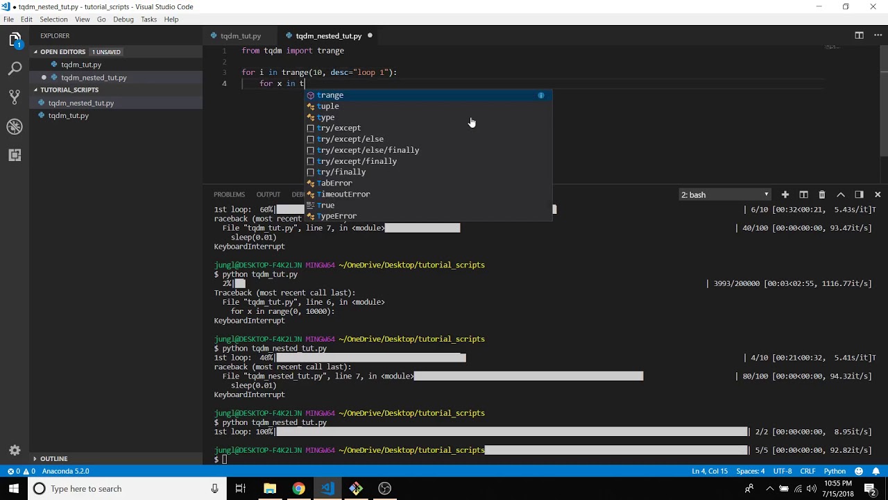 Progress Bars for Multiple Loops Under 3 minutes