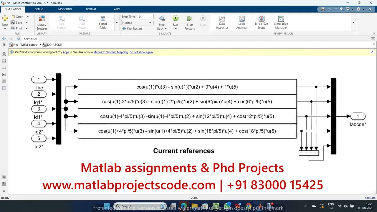 FIVE PHASE PMSM CONTROL MATLAB SIMULINK SIMULATION