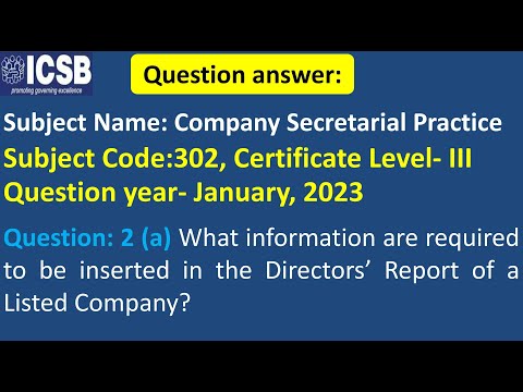 WHAT ARE THE MAIN CONTENTS OF DIRECTORS' REPORT FOR A LISTED COMPANY || ANNUAL REPORT || ICSB