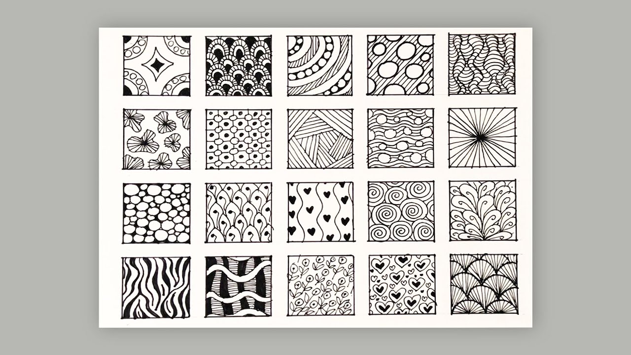 20 Easy Zentangle Patterns for Beginners | Step-by-Step Zentangle Doodle Art