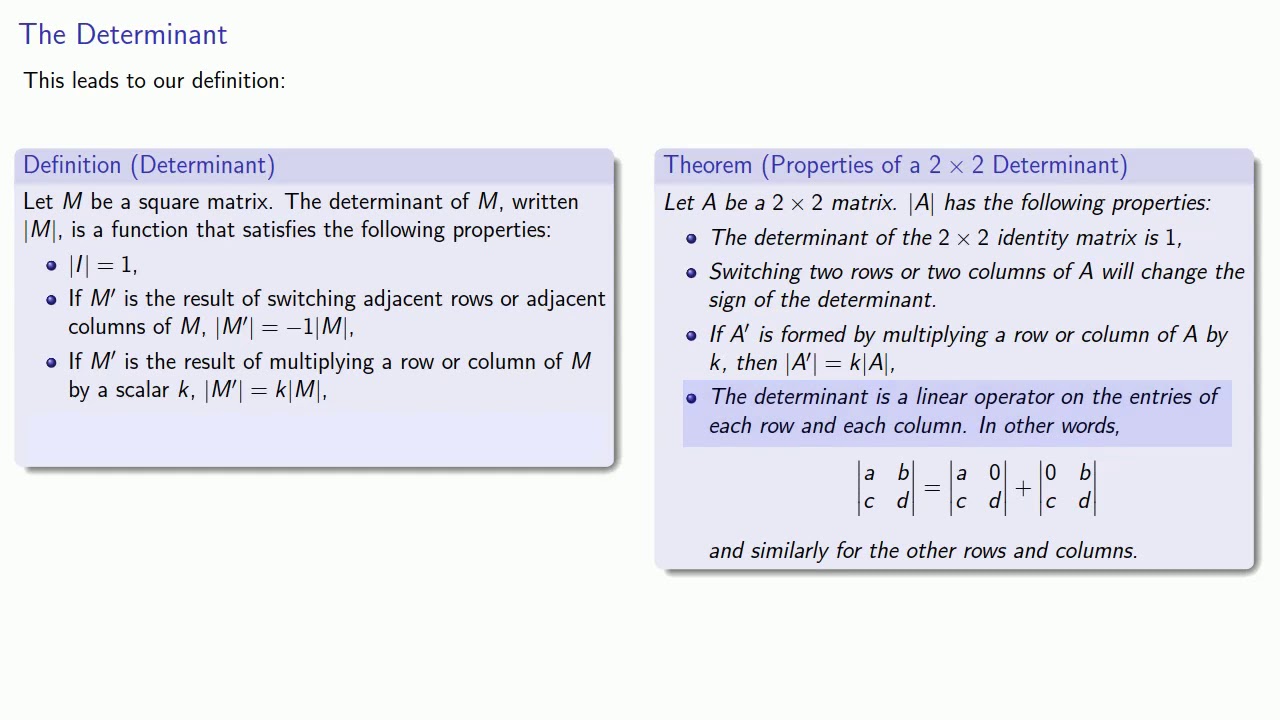 Determinants, Part One