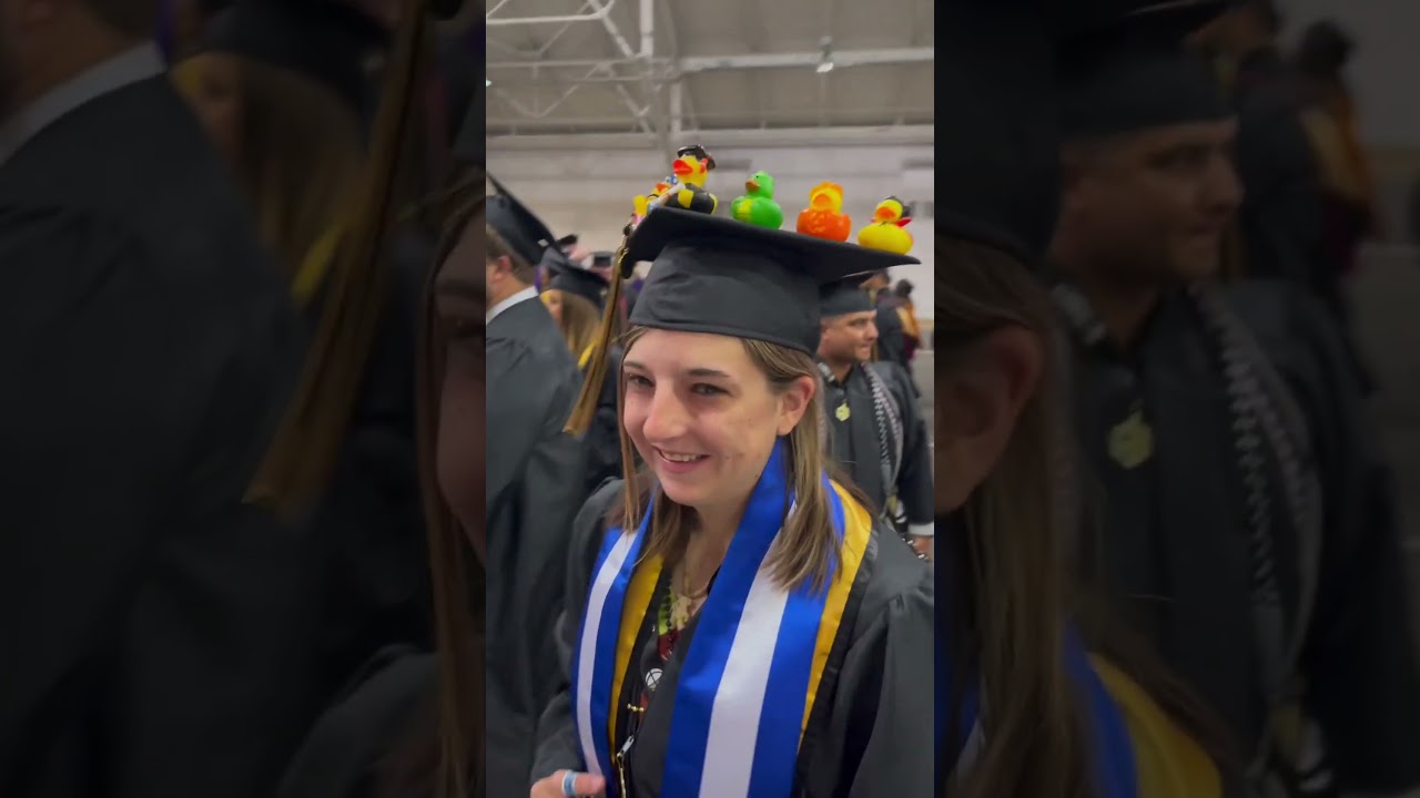 Graduation cap designs from Purdue Global commencement