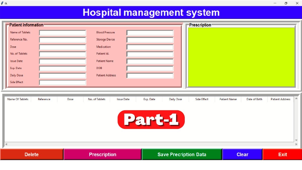 Part-1 - Hospital Management System Project in Python with MySql database | Tkinter -2022