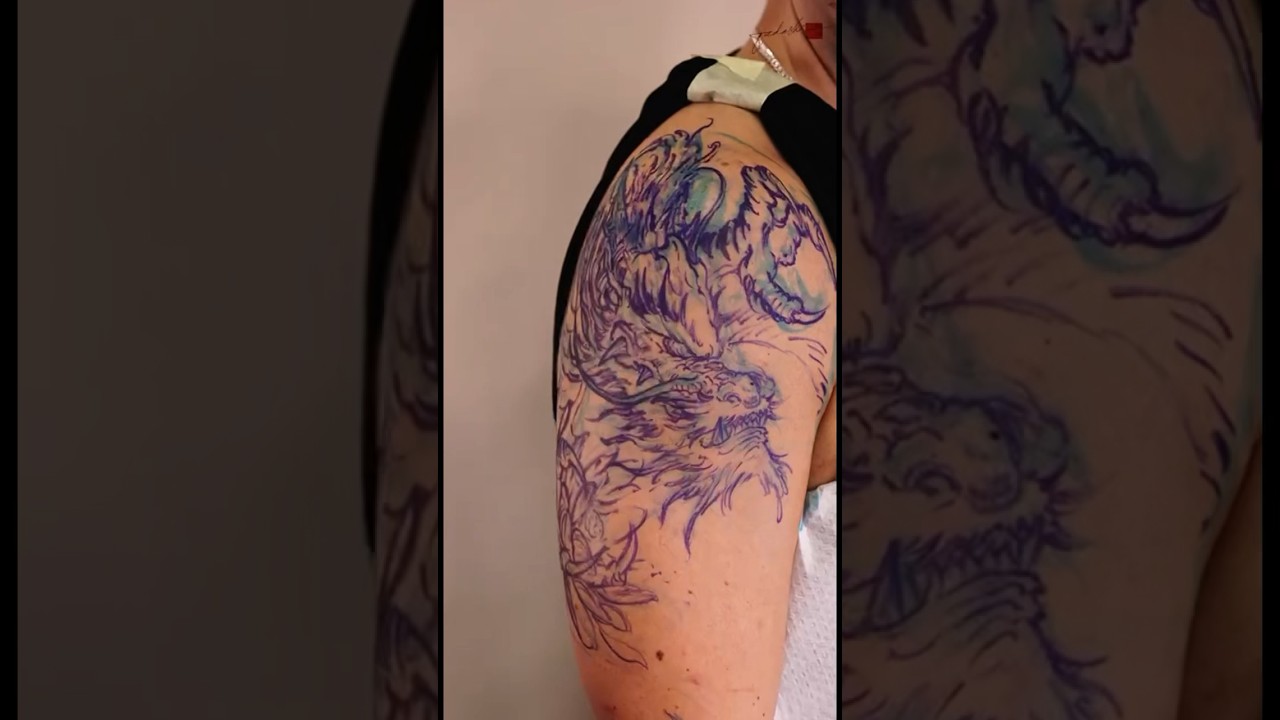 Behind the Lines: Dragon Tattoo Outlines on Arms with Trung Tadashi #trungtadashi